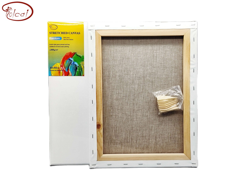 300gsm 100% Linen Stretched Canvas | Folcai Art Materials